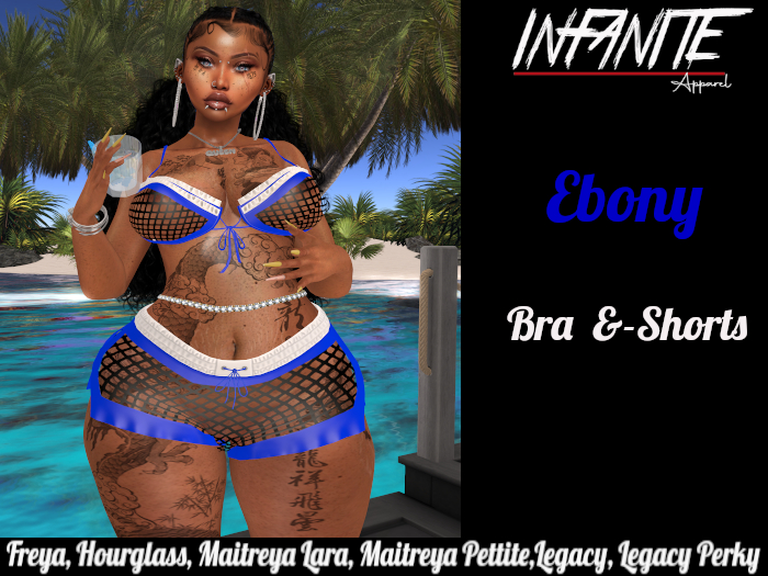 Second Life Marketplace Ia Ebony Bra And Short Blue